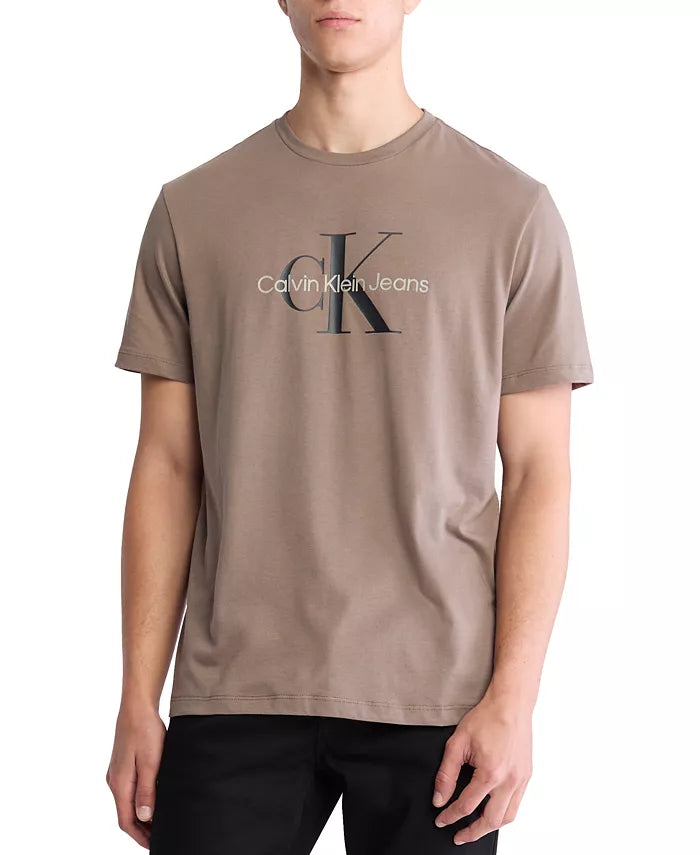 Calvin Klein Text Monogram Logo Graphic T- Shirt White Pepper Large ...